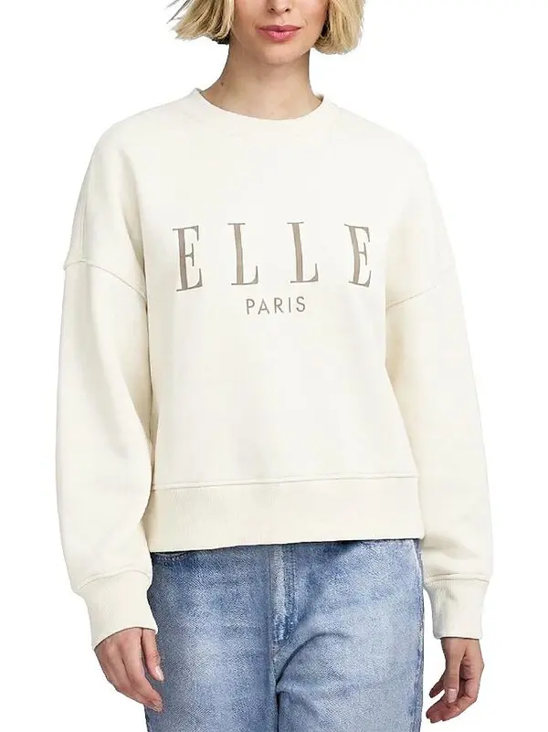 ELLE COLLECTION Embroidered Sweatshirt - Ivory Taupe