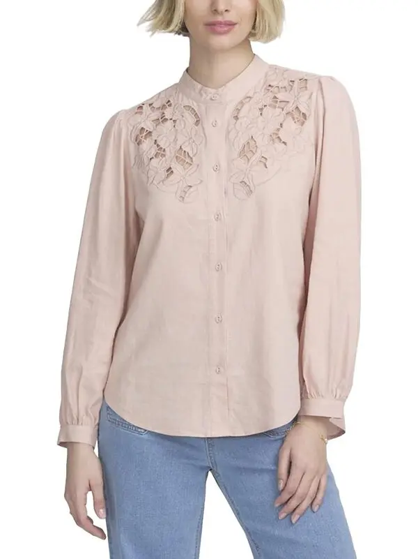 ELLE COLLECTION Lace Yoke Shirt - Pink Blush