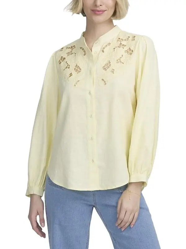 ELLE COLLECTION Lace Yoke Shirt - Yellow Butter