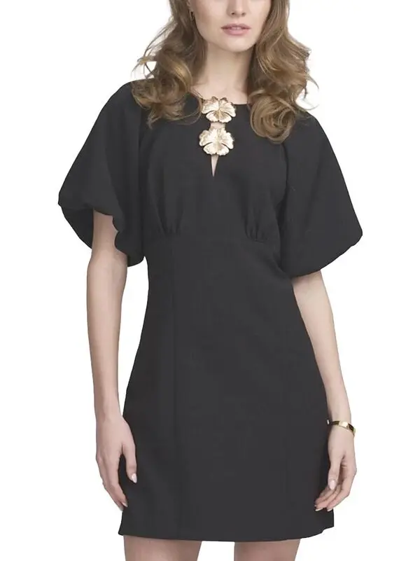 ELLE COLLECTION Balloon Sleeve Dress - Black