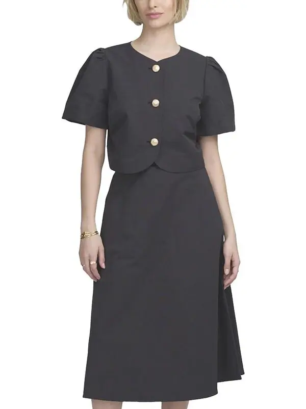 ELLE COLLECTION Shirred Sleeve Top - Black
