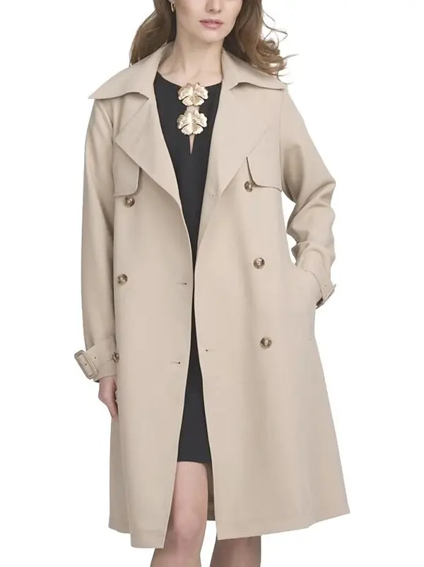 ELLE COLLECTION Classic Trench Coat - Light Khaki