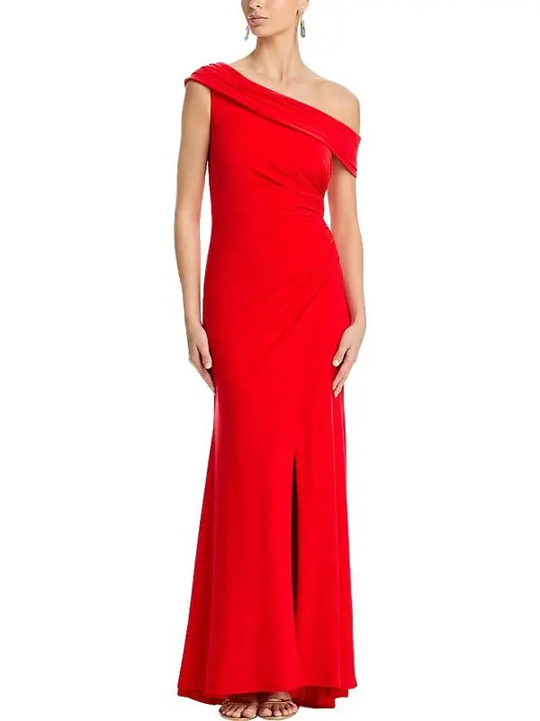 Eliza J Asymmetric One Shoulder Ball Gown - Poppy
