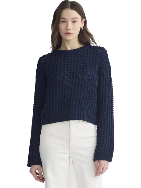 Everlane Open-knit Crew Neck Sweater - Navy