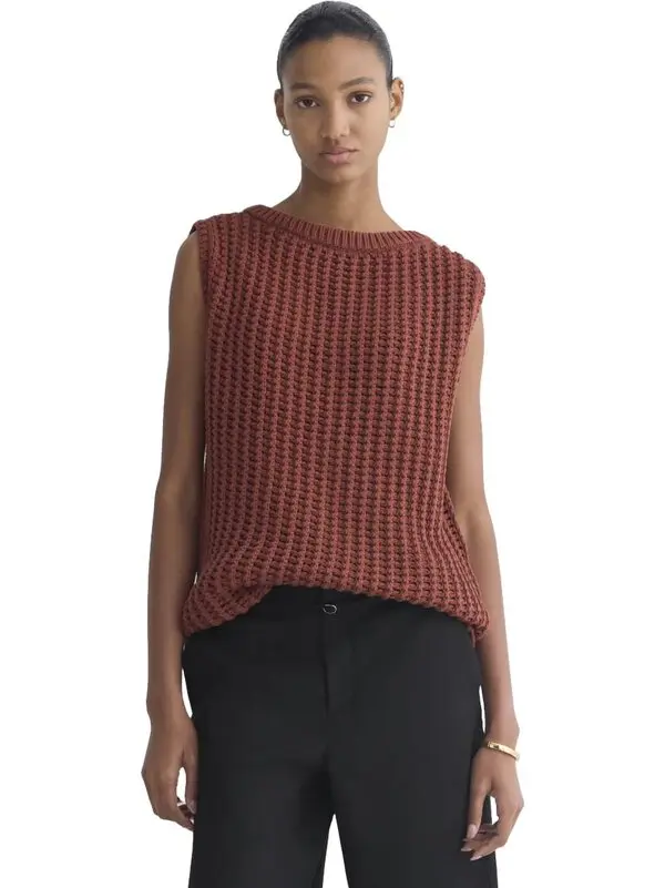 Everlane Open-knit Tunic Sweater Vest - Henna Red