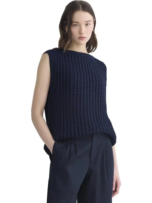 Everlane Open-knit Tunic Sweater Vest - Navy