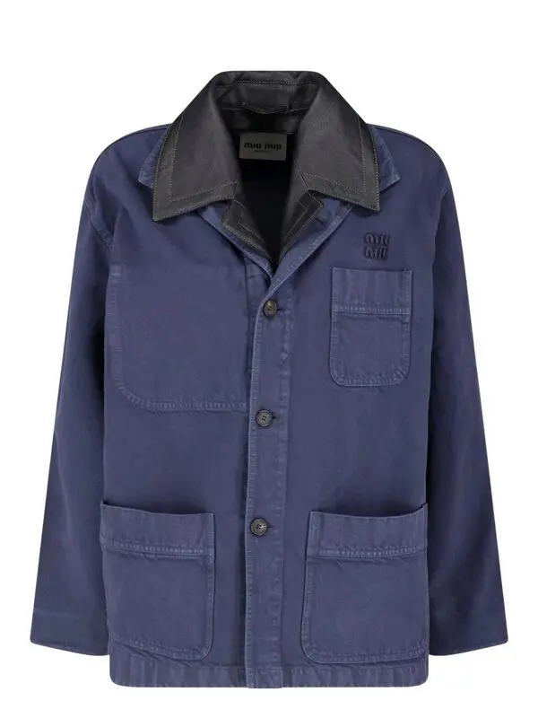 Miu Miu Single-breasted Gabardine Jacket - Gray