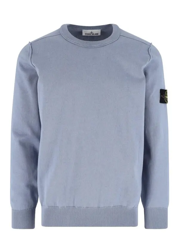 Stone Island Crewneck Sweater With Compass Logo - Light Blue