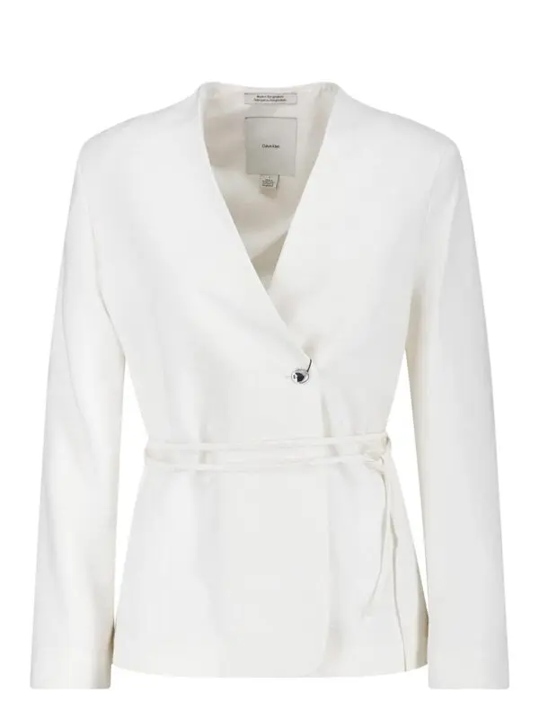 Calvin Klein Single-breasted Tie Blazer - White