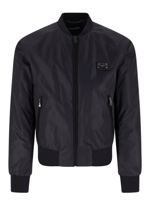 Dolce & Gabbana Bomber Jacket With Logo - Black