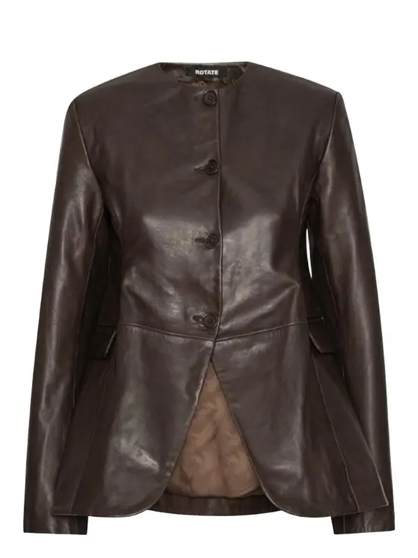 ROTATE BY BIRGER CHRISTENSEN Flared Leather Jacket - Mole