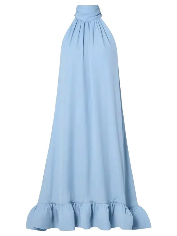 MALINA Dress Sabrina Halterneck Ruffled Midi - Sky