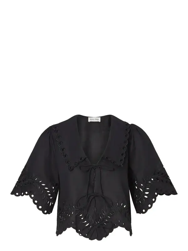 MALINA Estela Broderie Anglais Blouse - Black