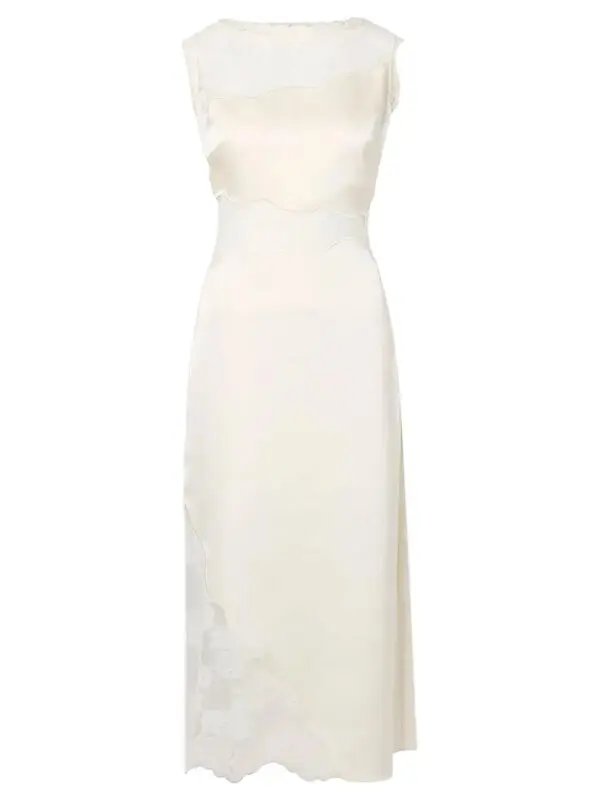 MALINA Dress Desire Lace Trimmed Cut Out Midi - Vanilla