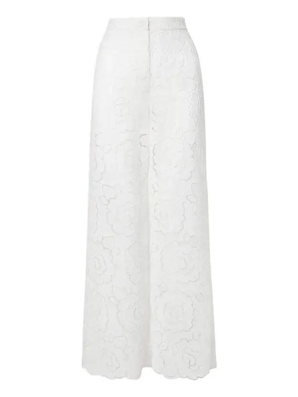 MALINA Trousers Stacey Wide Lace - White