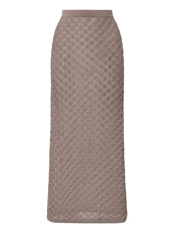 MALINA Fannie Pointelle Knitted Maxi Skirt - Taupe