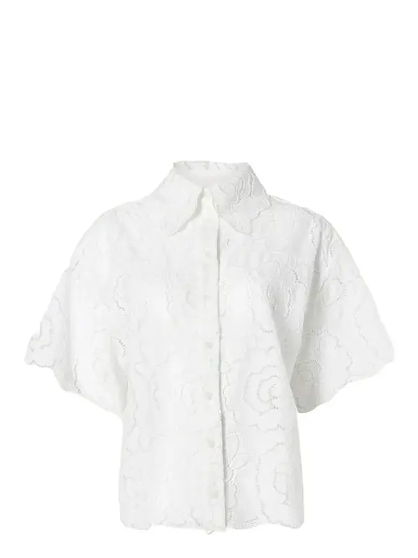 MALINA Claudia Lace Short Sleeve Shirt - White