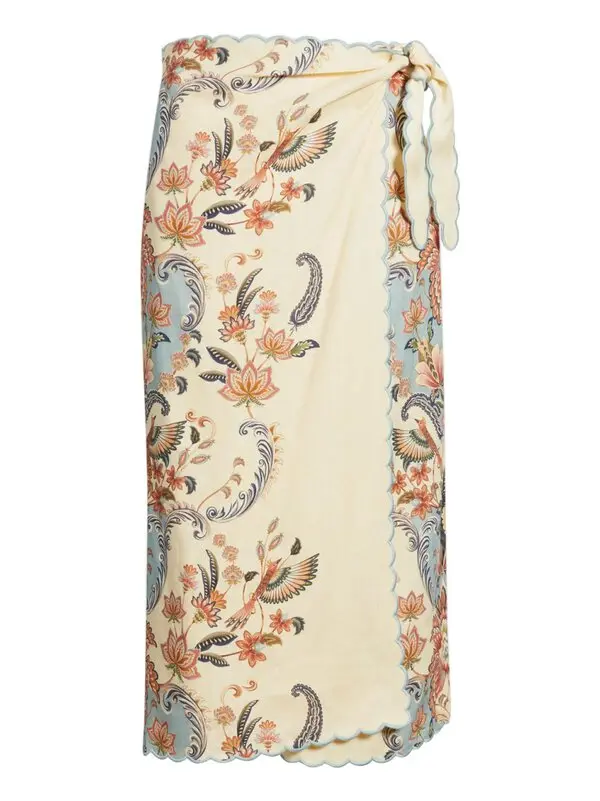 FARMRIO Farm Rio Boho Midi Skirt - Light Yellow