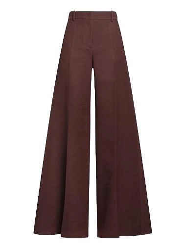 Valentino Garavani Flared Virgin Wool Silk Crepe Pants - Brown