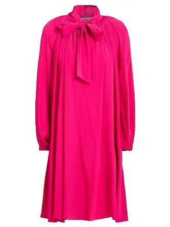 SUOLI Flared Mini Dress With Bow-tie Neckline - Magenta