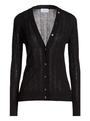 FERRAGAMO Long Sleeve Virgin Wool Cardigan - Black