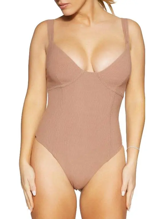 Naked Wardrobe Faux Bustier Ribbed Bodysuit - Coco
