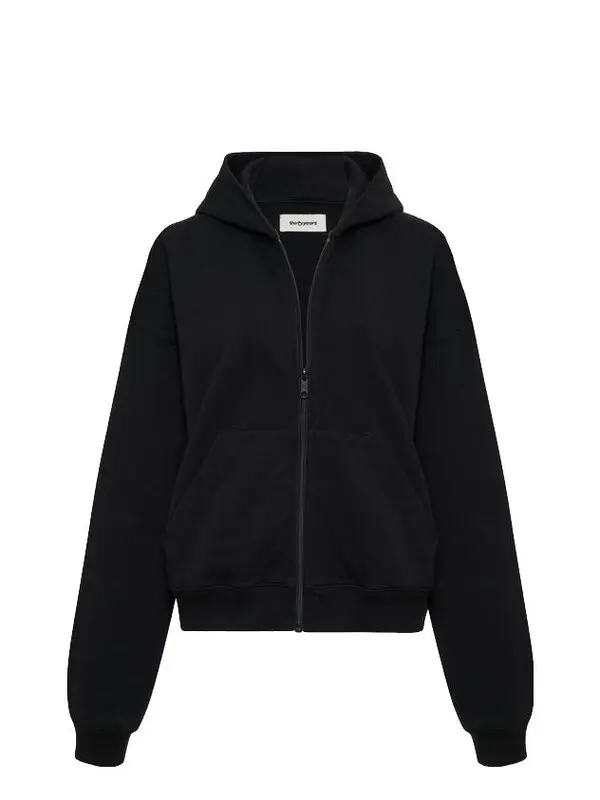 THIRTY YEARS Full-zip French Terry Hoodie - Black