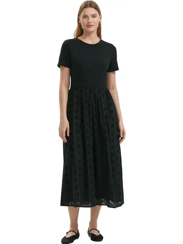 FINERY LONDON Brea Embroidered Cotton-rich Midi Dress - Black