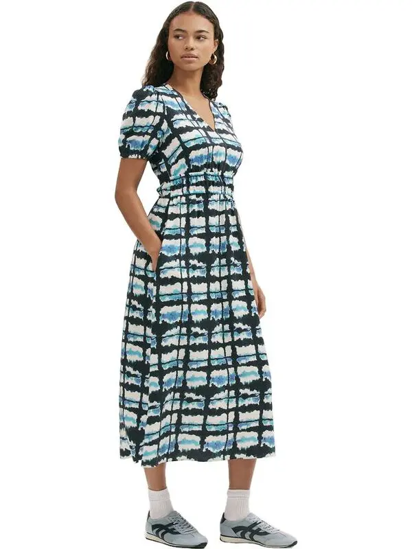 FINERY LONDON Katerina Tie Dye Midi Dress - Blue Tie Dye