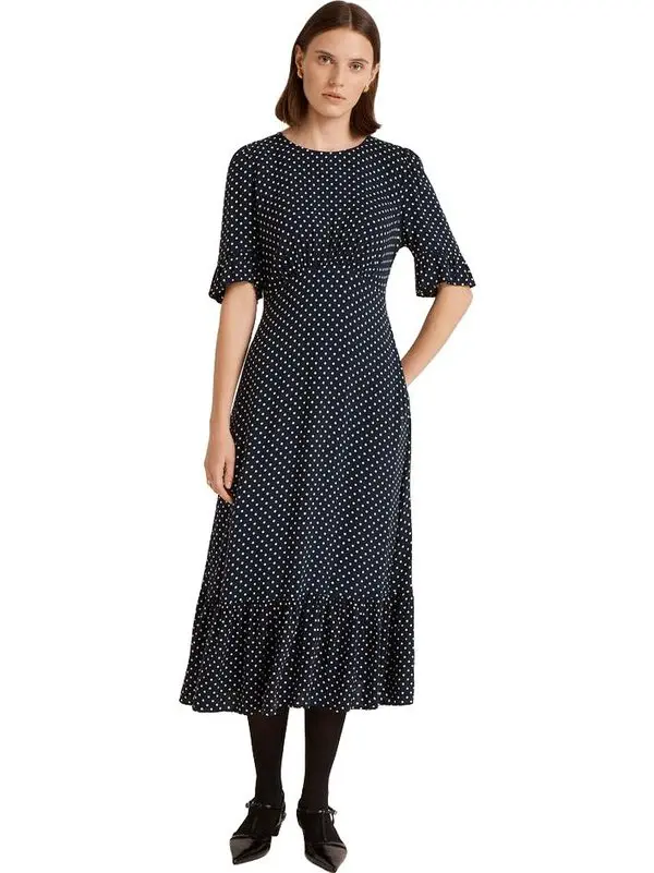 FINERY LONDON Sylvie Polka Dot Midi Dress - Navy Spot