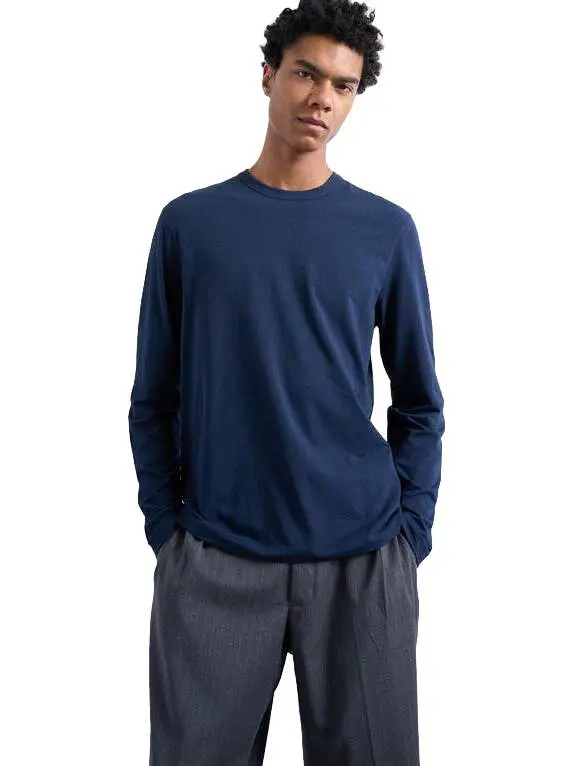 Topman Relaxed Long Sleeve T-shirt - Navy