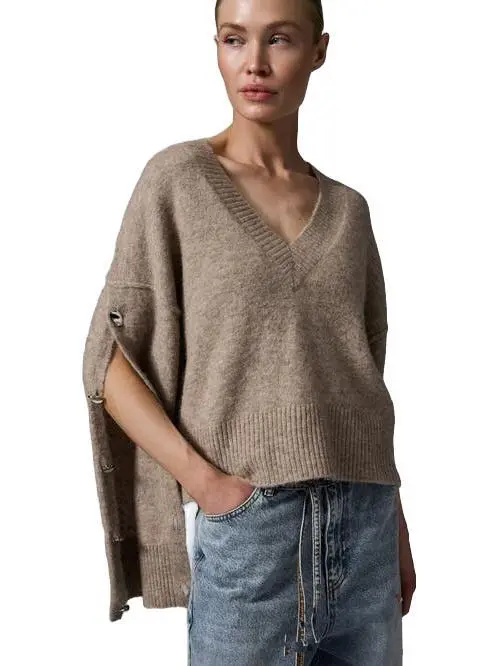 Day Birger Et Mikkelsen Oversized Button Detail Sweater - Hazel Melange