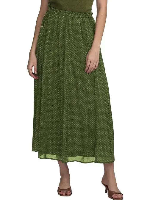 ELLE COLLECTION Printed Chiffon Skirt - Green Multi