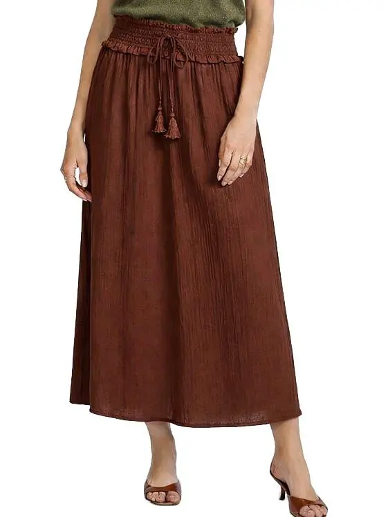 ELLE COLLECTION Waistband Detail Skirt - Russet