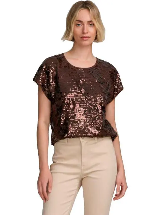ELLE COLLECTION Sequin Tee - Cappuccino