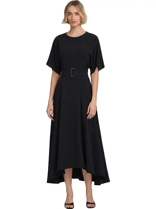 ELLE COLLECTION Belted Midi Dress - Black