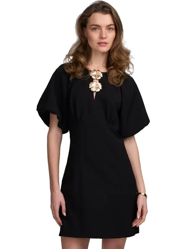 ELLE COLLECTION Balloon Sleeve Dress - Black