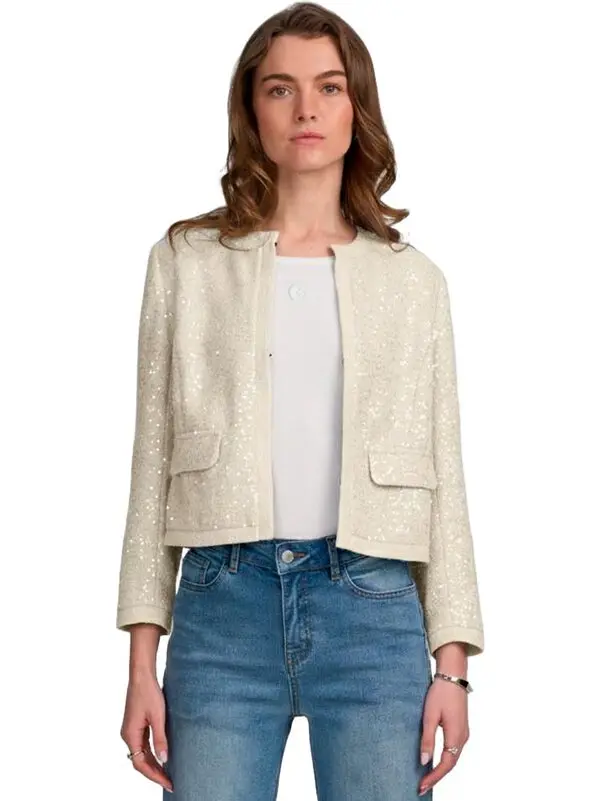 ELLE COLLECTION Sequin Jacket - Ivory