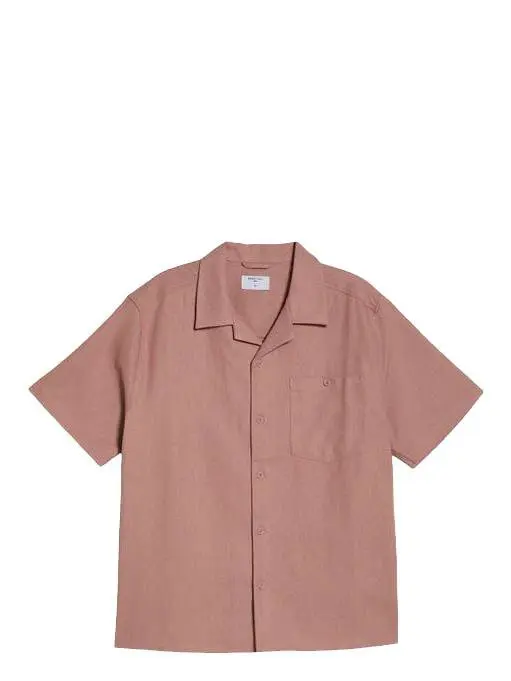 PERCIVAL Linen & Cotton Camp Shirt - Mauve