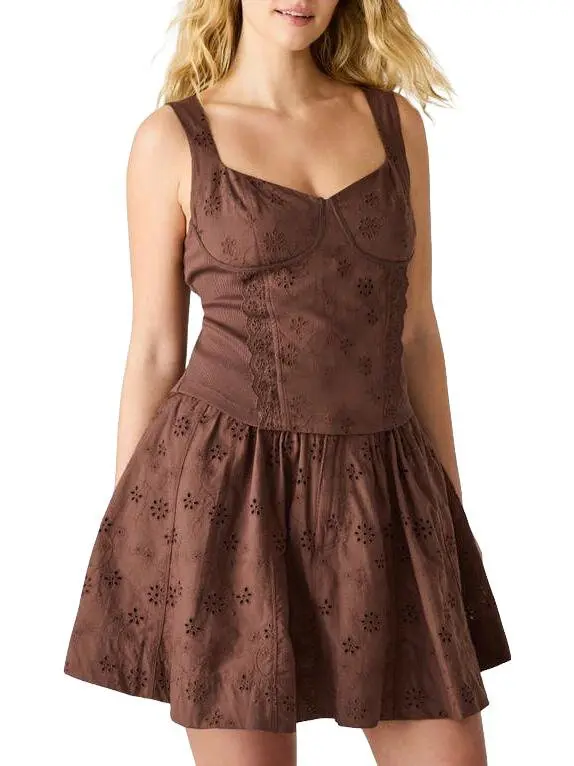 Steve Madden Dixie Embroidered Sleeveless Mini Dress - Walnut