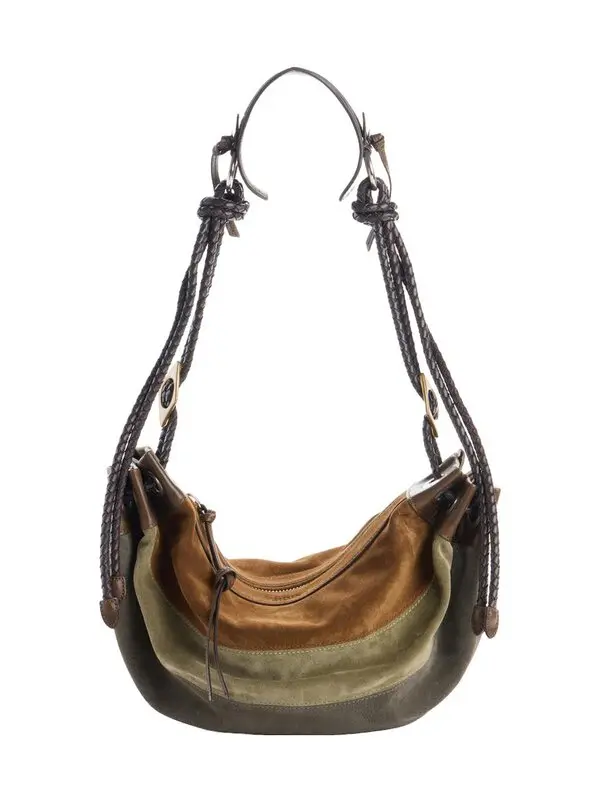 Isabel Marant Medium Maia Colorblock Suede Shoulder Bag - Multicolor Khaki