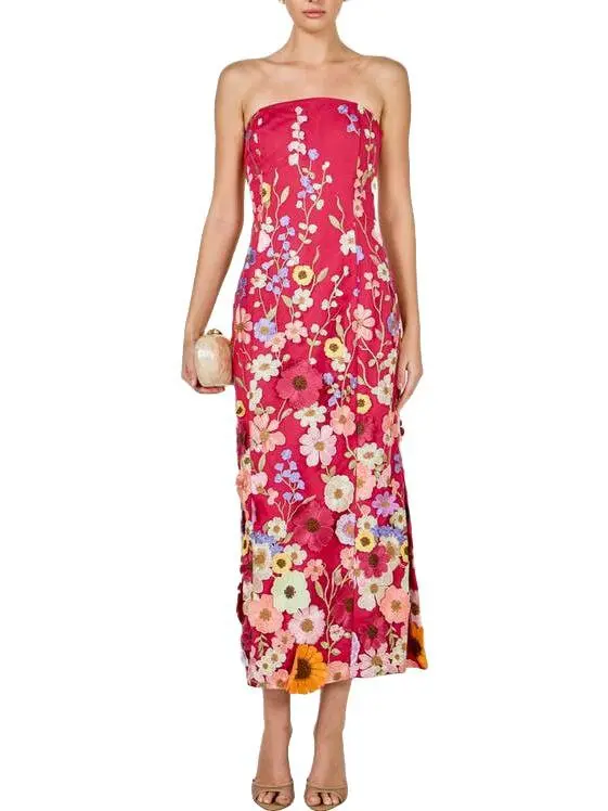 Endless Rose Floral Embroidered Strapless Maxi Dress - Mulberry