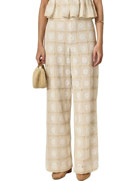 English Factory The Bria Crochet Pants - Natural