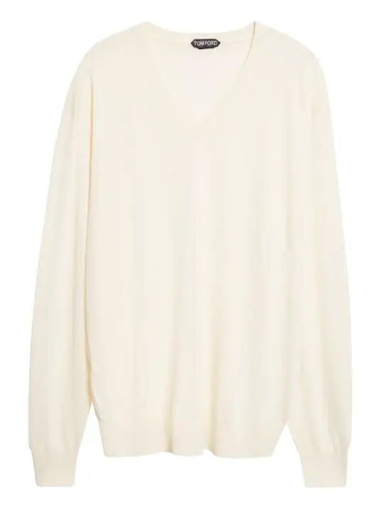 TOM FORD Cashmere V-neck Sweater - Cream White