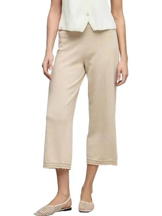 Barefoot Dreams Pointelle Hem Crop Pants - Heather Stone