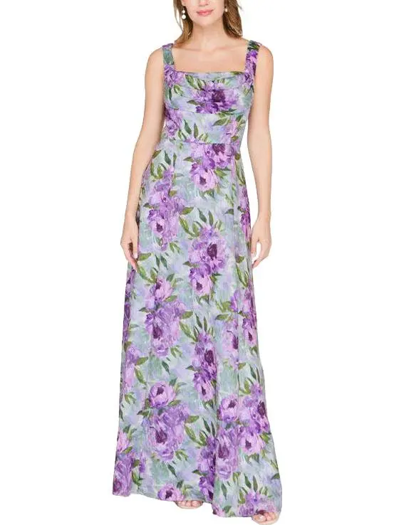Js Collections Jordanna Floral A-line Gown - Lilac Green