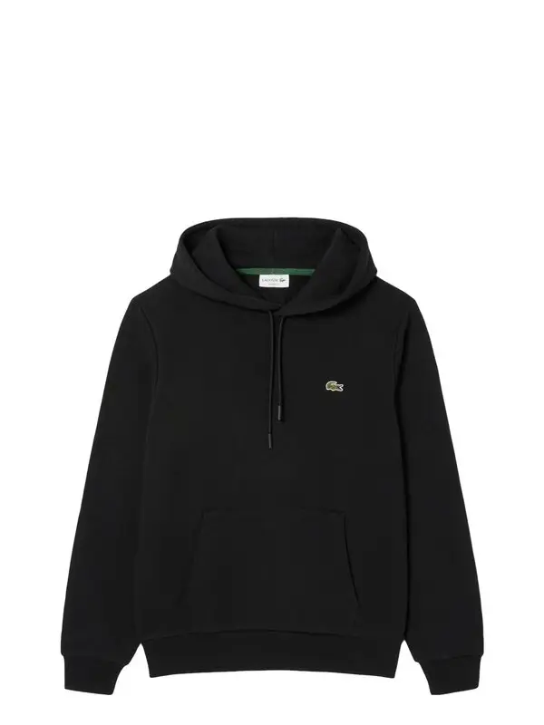 Lacoste Cotton Fleece Pullover Hoodie - Black