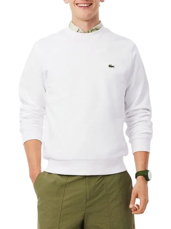 Lacoste Cotton Fleece Crewneck Sweatshirt - White