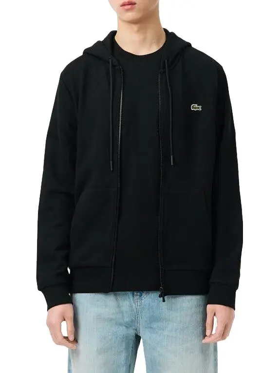 Lacoste Cotton Fleece Zip Hoodie - Black