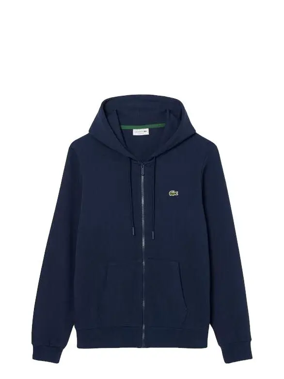 Lacoste Cotton Fleece Zip Hoodie - Navy Blue